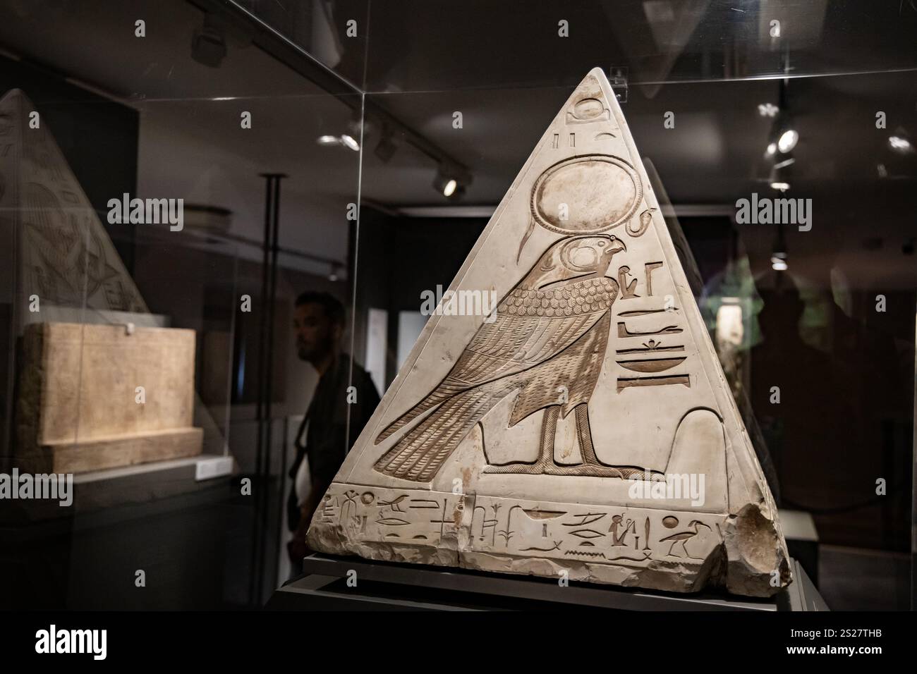 Turin, Italy. 05th Sep, 2024. The pyramidion of the royal scribe Ramose ...