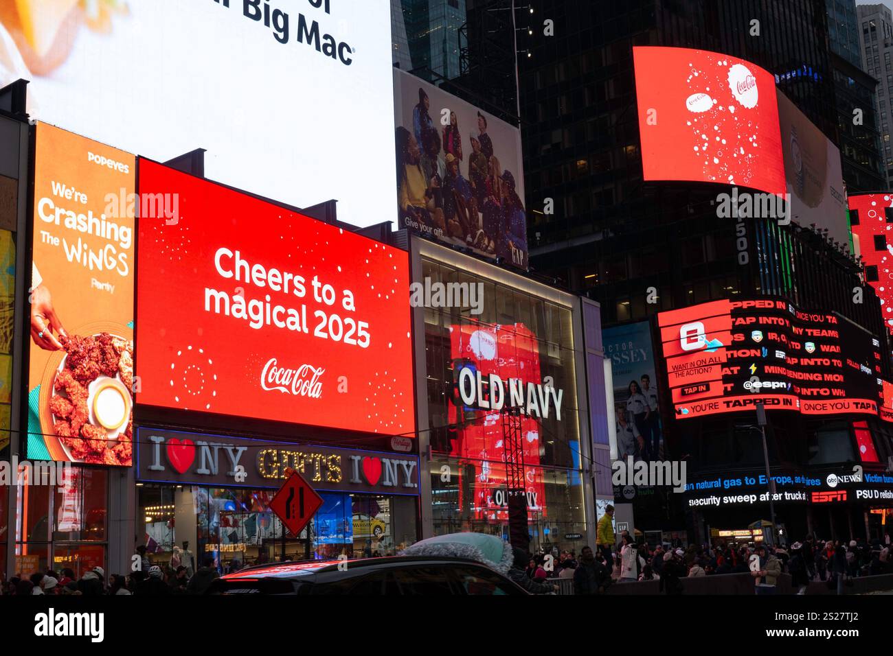 Times Square is brightly lit with electronic billboards, 2025, New York ...