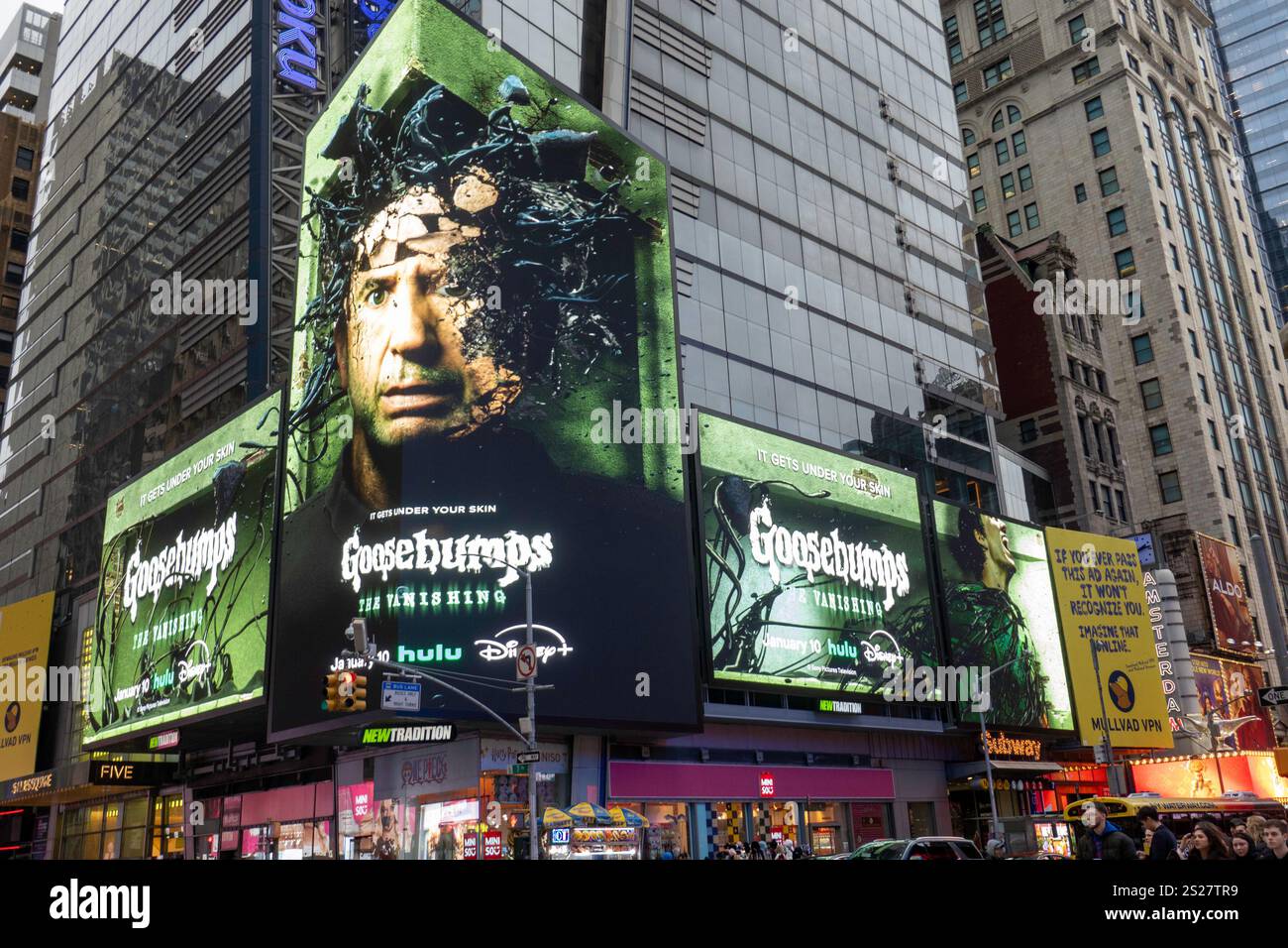 A massive vibrant LED display at the intersection of seventh Avenue and ...