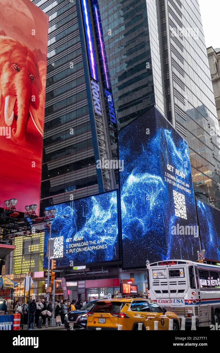A massive vibrant LED display at the intersection of seventh Avenue and ...