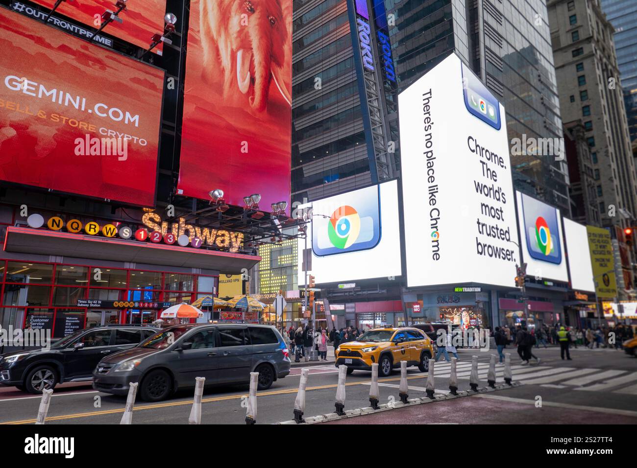 A massive vibrant LED display at the intersection of seventh Avenue and ...
