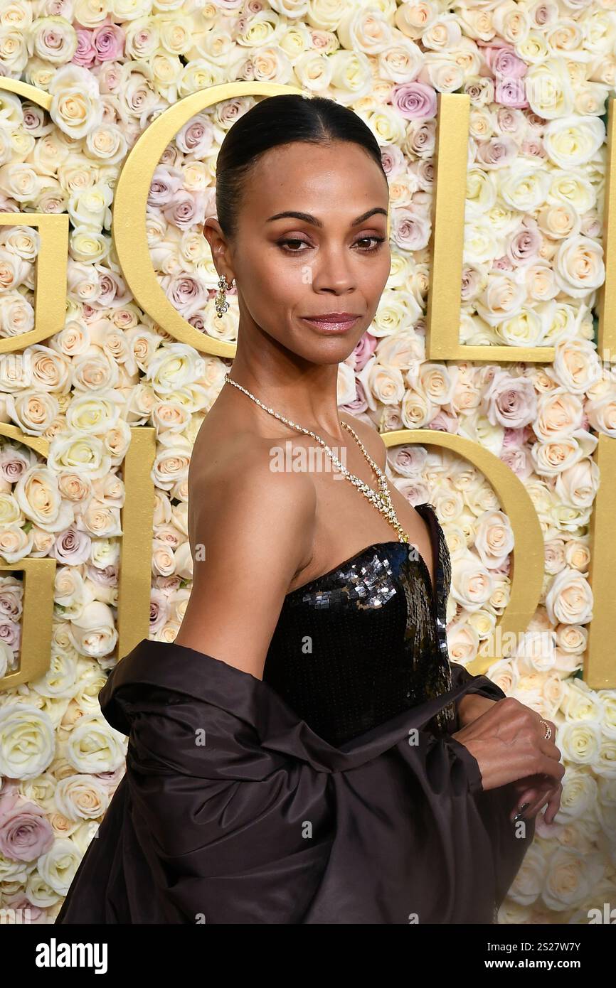 Beverly Hills, USA. 06th Jan, 2024. Zoe Saldana attends the 82nd Annual ...