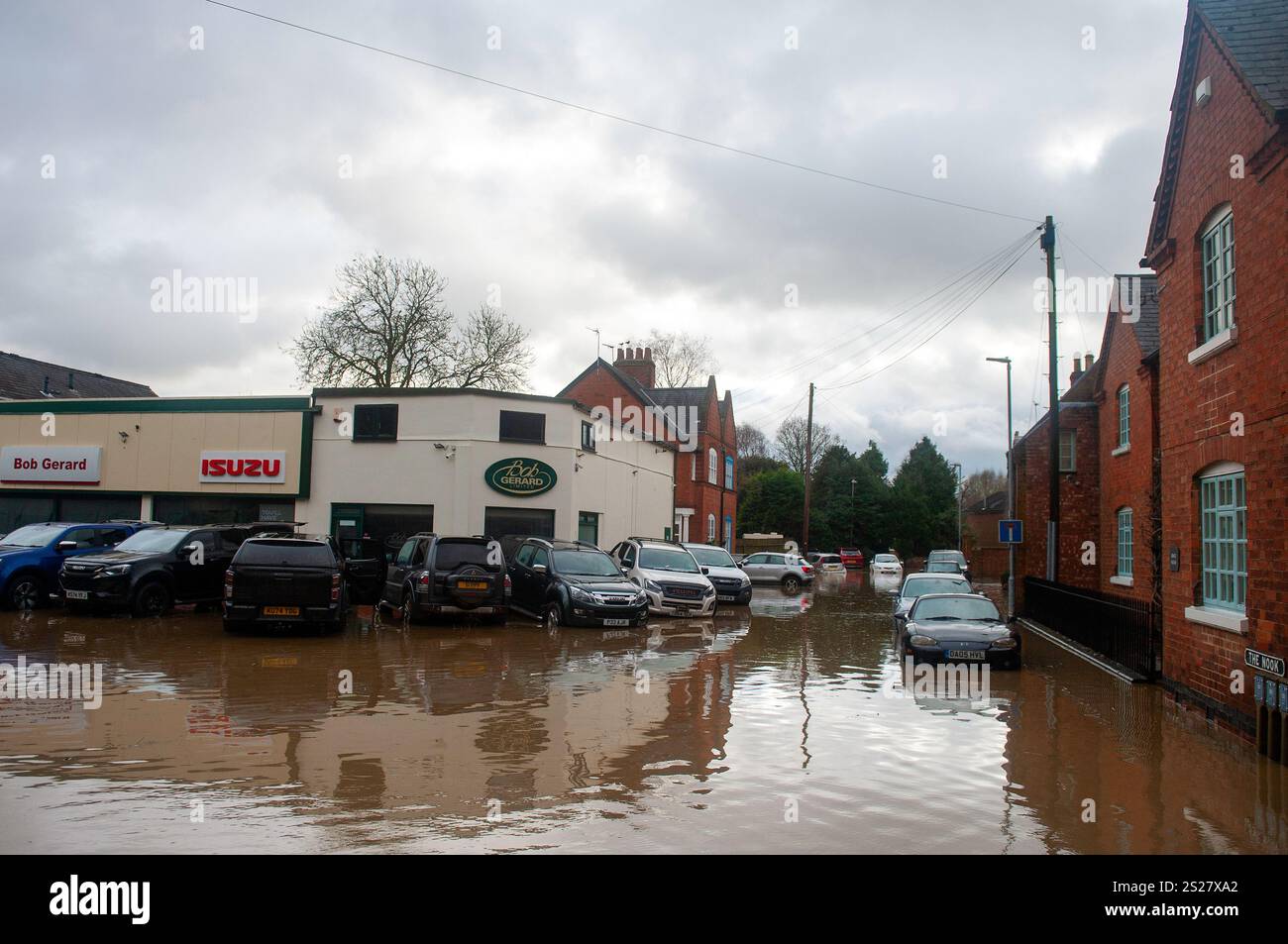 Leicestershire, UK. 06 Januray 2025. Heavy rain causes the River Sence ...
