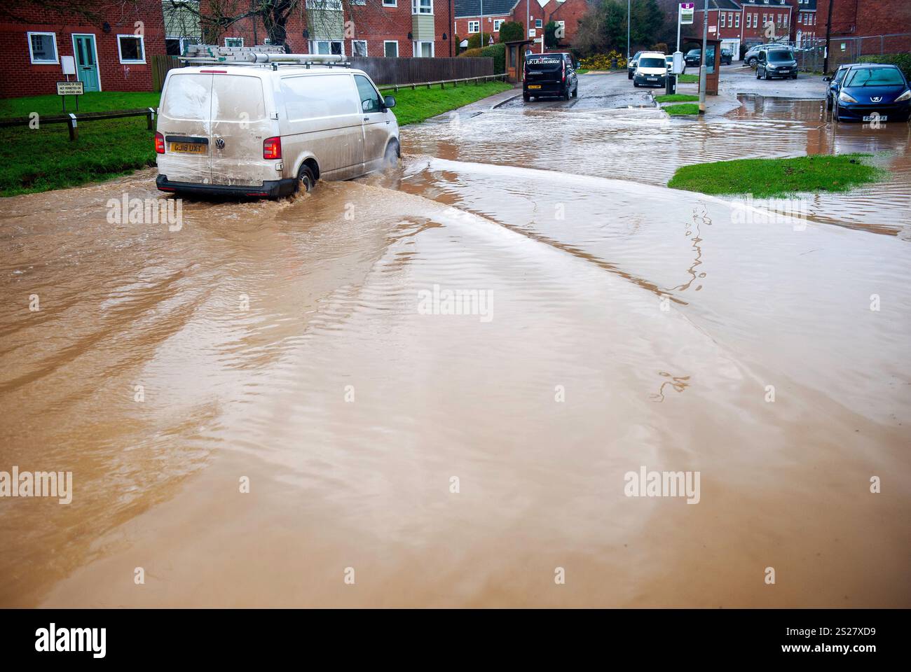 Leicestershire, UK. 06 Januray 2025. Heavy rain causes the River Sence ...