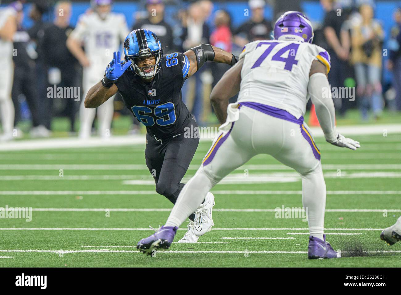DETROIT, MI - JANUARY 05: Detroit Lions LB Al-Quadin Muhammad (69 ...