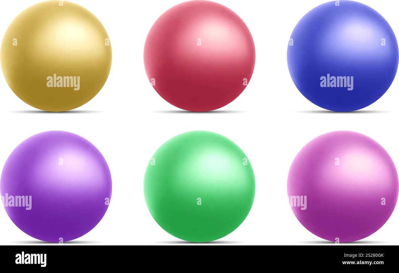 colorful realistic 3d balls collection. Glossy 3d spheres set isolated ...