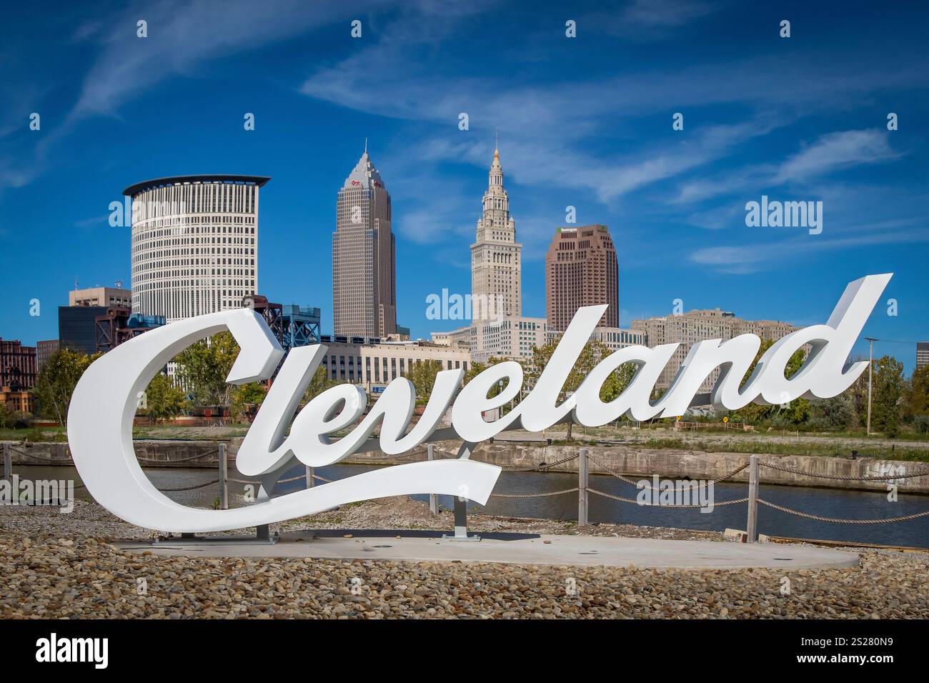 The Cleveland sign in downtown Cleveland, OH Stock Photo - Alamy
