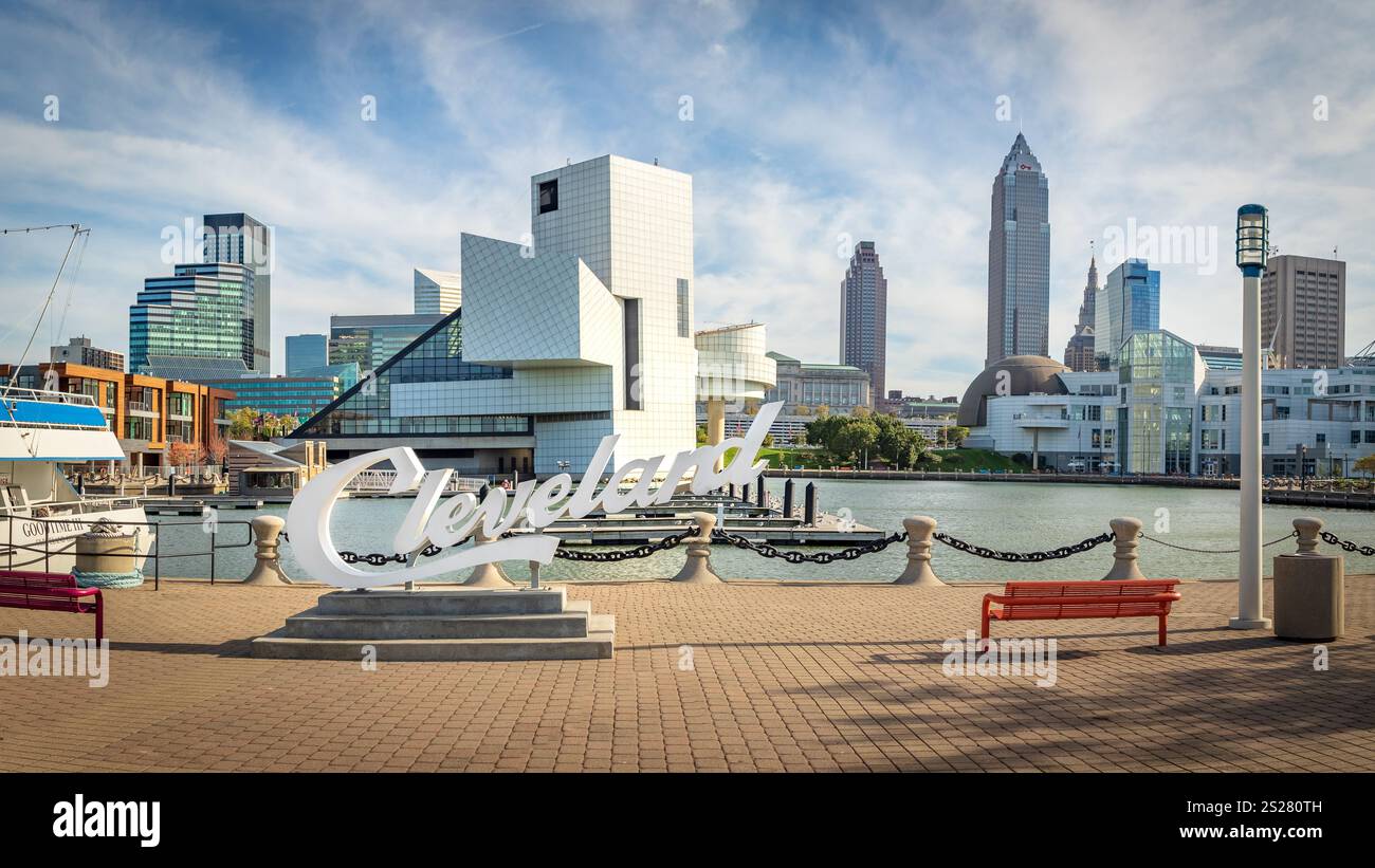 The Cleveland sign in downtown Cleveland, OH Stock Photo - Alamy