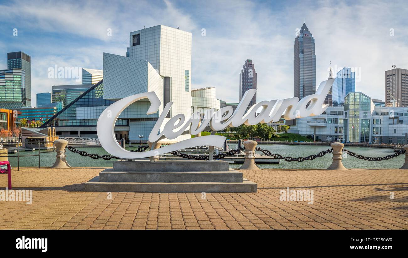 The Cleveland sign in downtown Cleveland, OH Stock Photo - Alamy