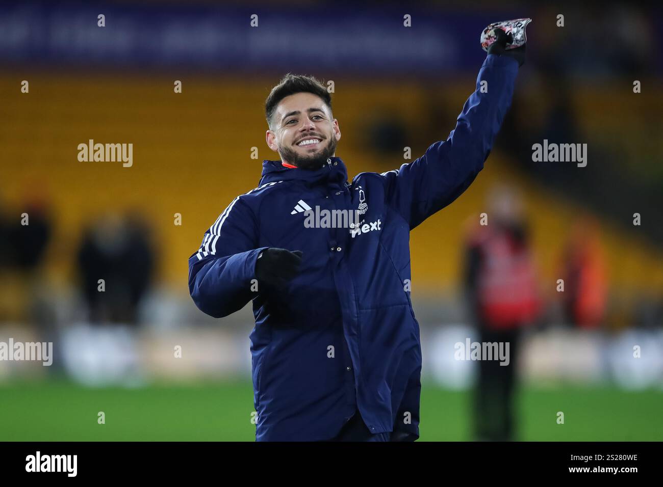 Álex Moreno of Nottingham Forest celebrates with the fans at the end of ...