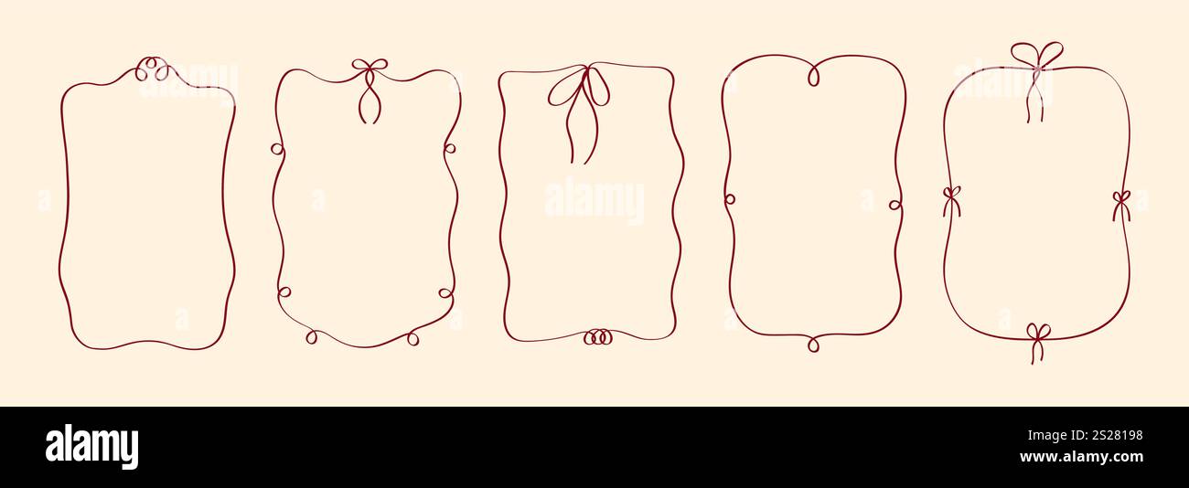 Set of elegant, whimsical hand-drawn frames featuring wavy, squiggle ...