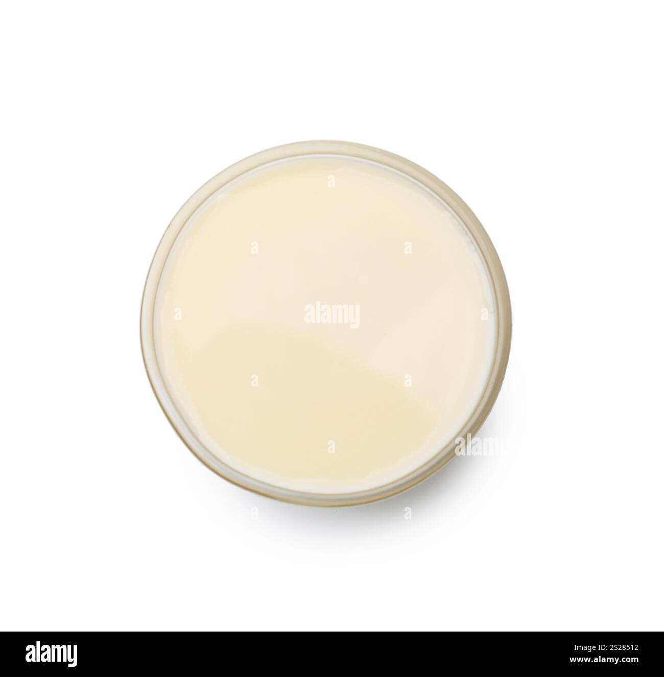 Condensed milk in bowl isolated on white, top view Stock Photo - Alamy