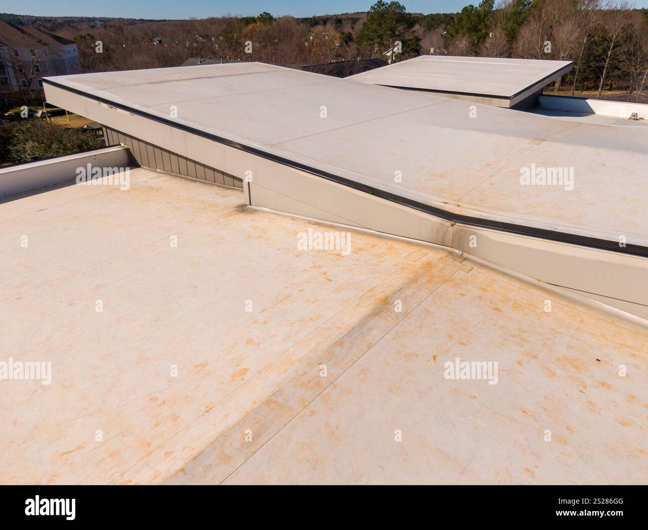 Sunny Day Time Drone Images of a New Office Building With a TPO ...