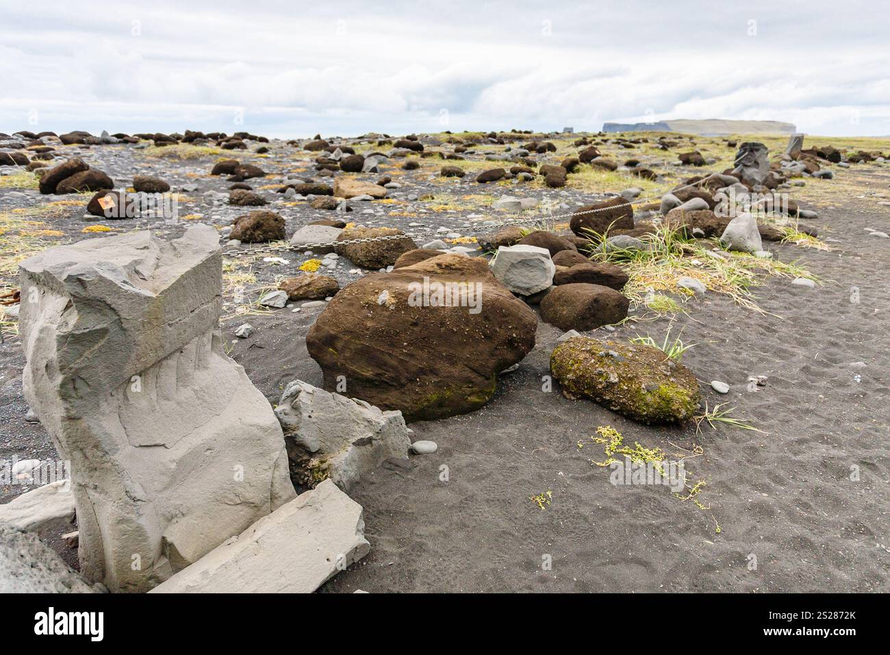 travel to Iceland - rocks and stones on Reynisfjara Beach near Vik I ...