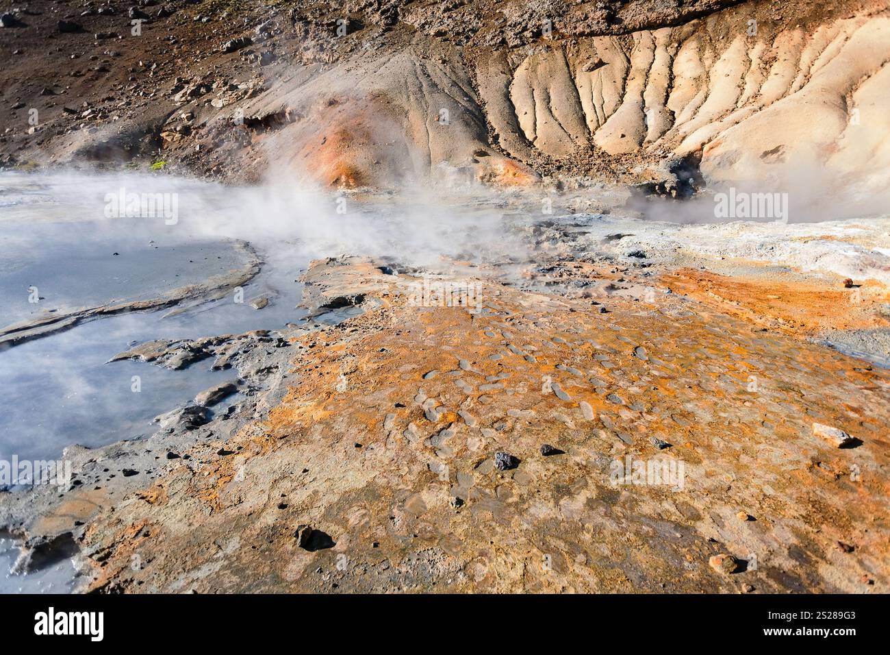 travel to Iceland - hot springs in geothermal Krysuvik area on Southern ...