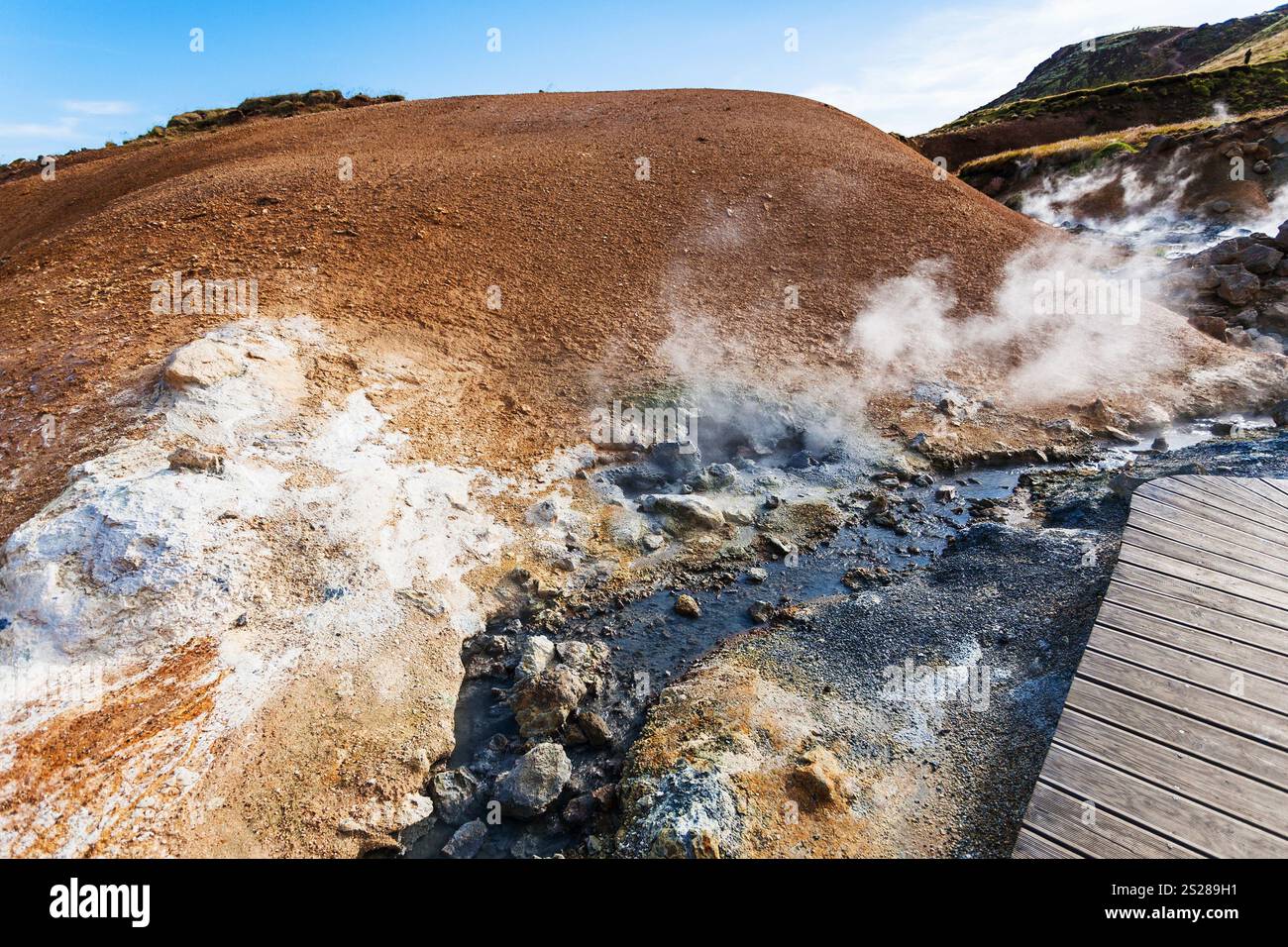 travel to Iceland - hot water flow in geothermal Krysuvik area on ...