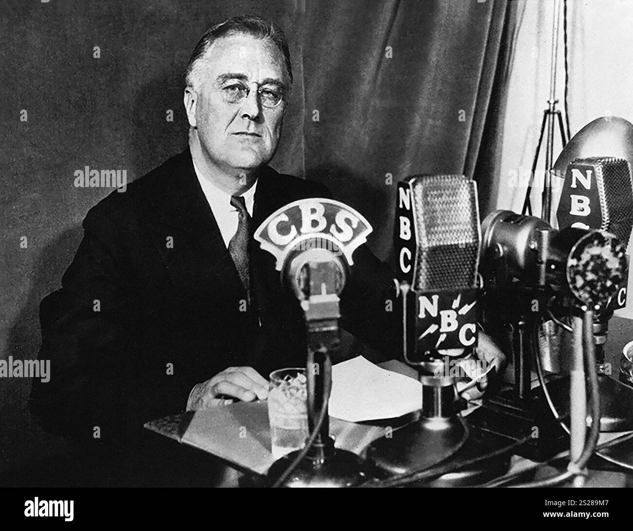 U.S. President Franklin D. Roosevelt delivering Fireside Chat #6 ...