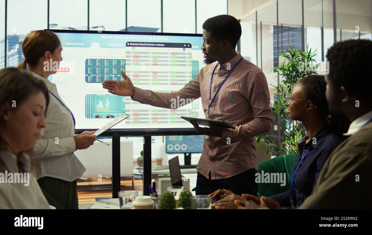 Stakeholders starting a fight during corporation meeting in boardroom ...