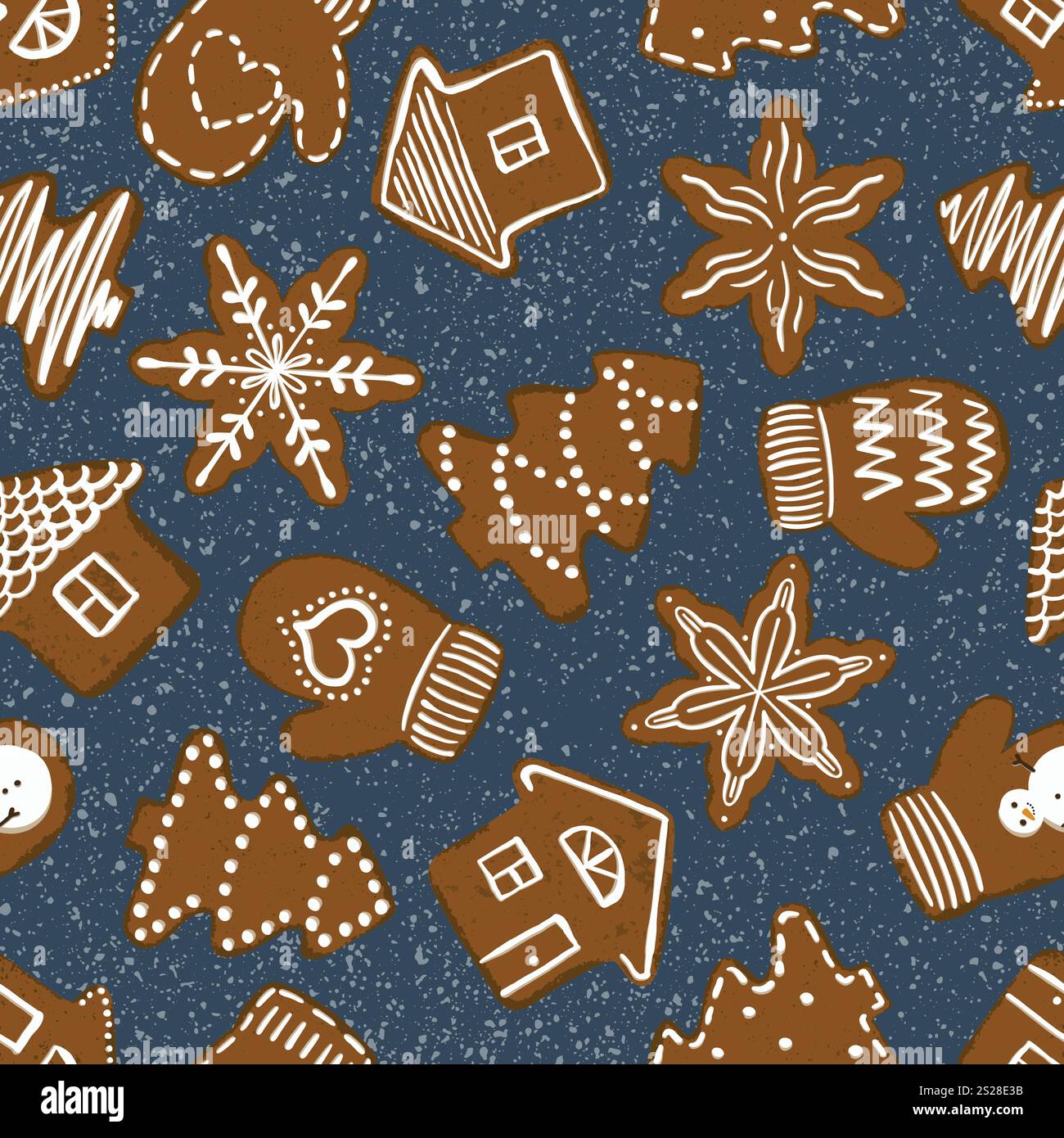 Christmas Cookies Seamless Vector Pattern with Gingerbread house ...