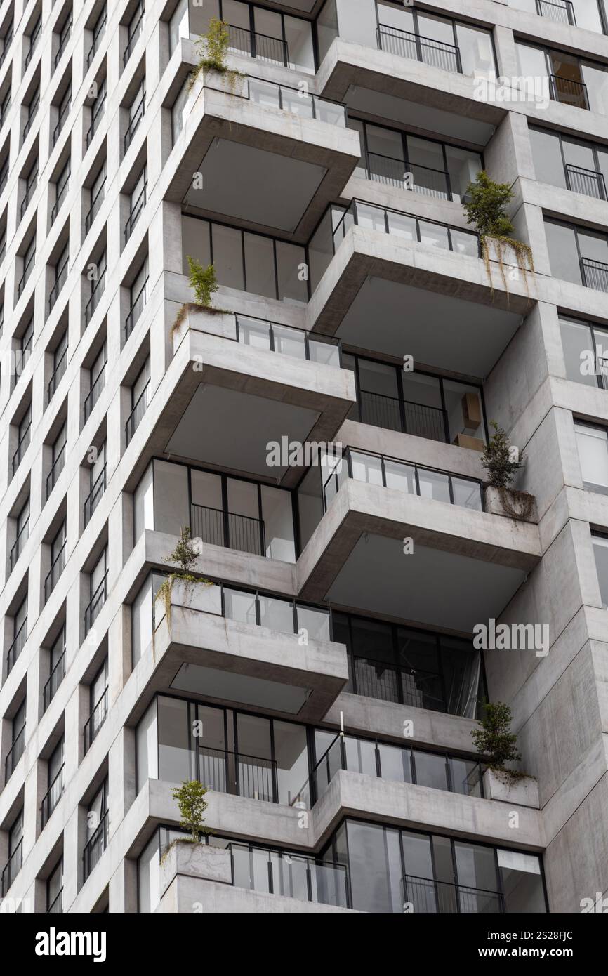 A building featuring alternating balconies, creating a distinctive ...