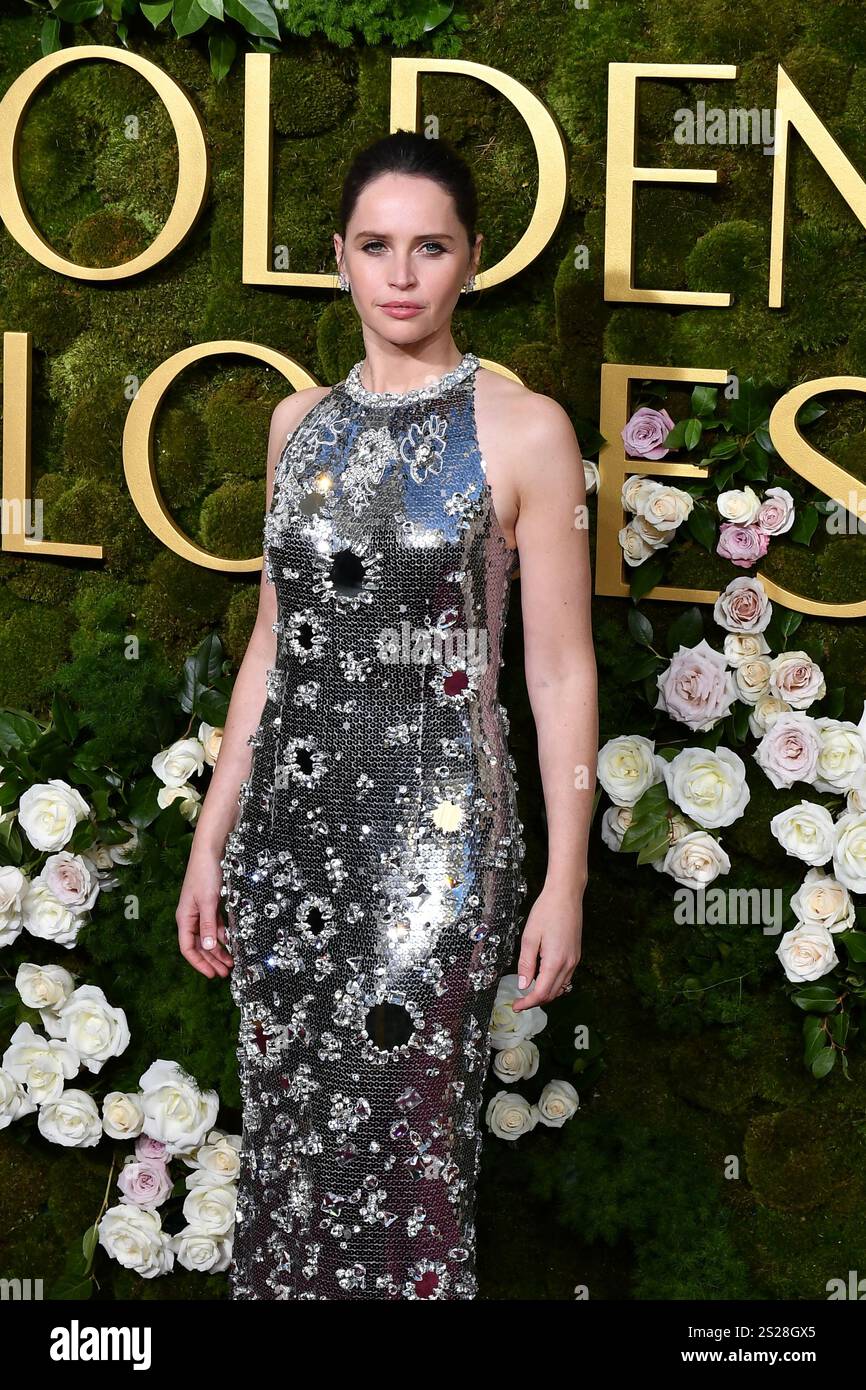 Felicity Jones attends the 82nd Annual Golden Globe Awards at The ...