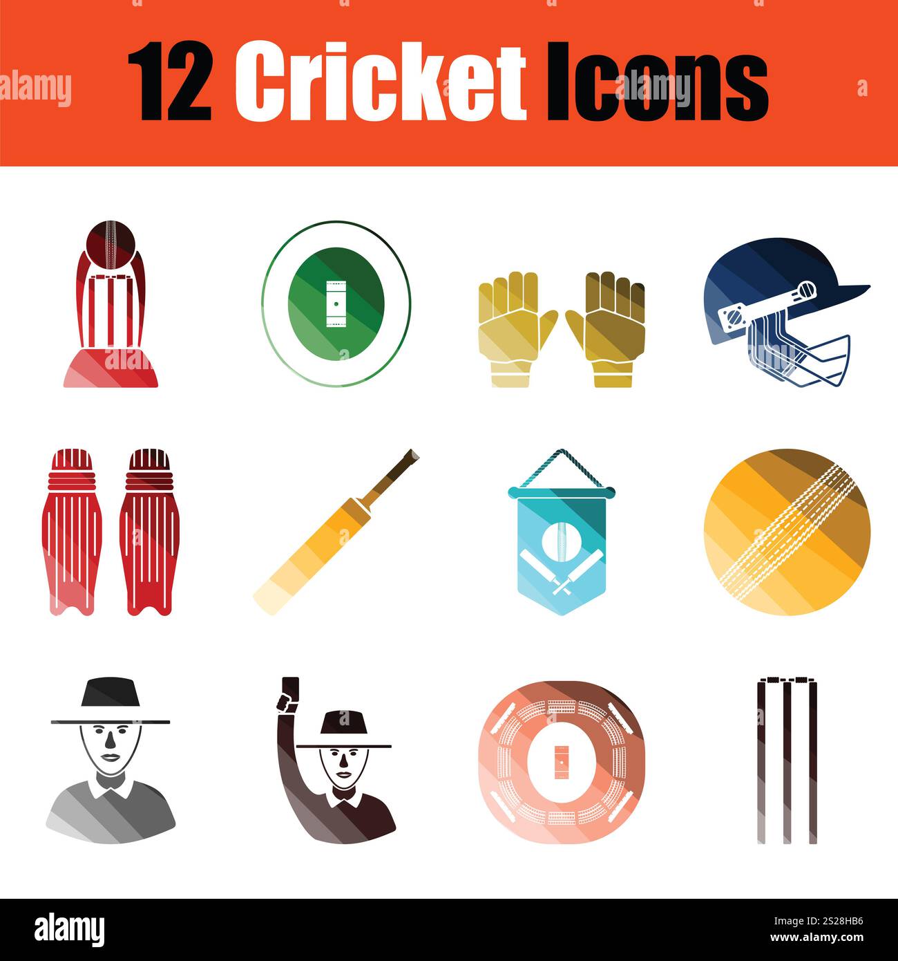 Set of cricket icons. Gradient color design. Vector illustration Stock Photo - Alamy