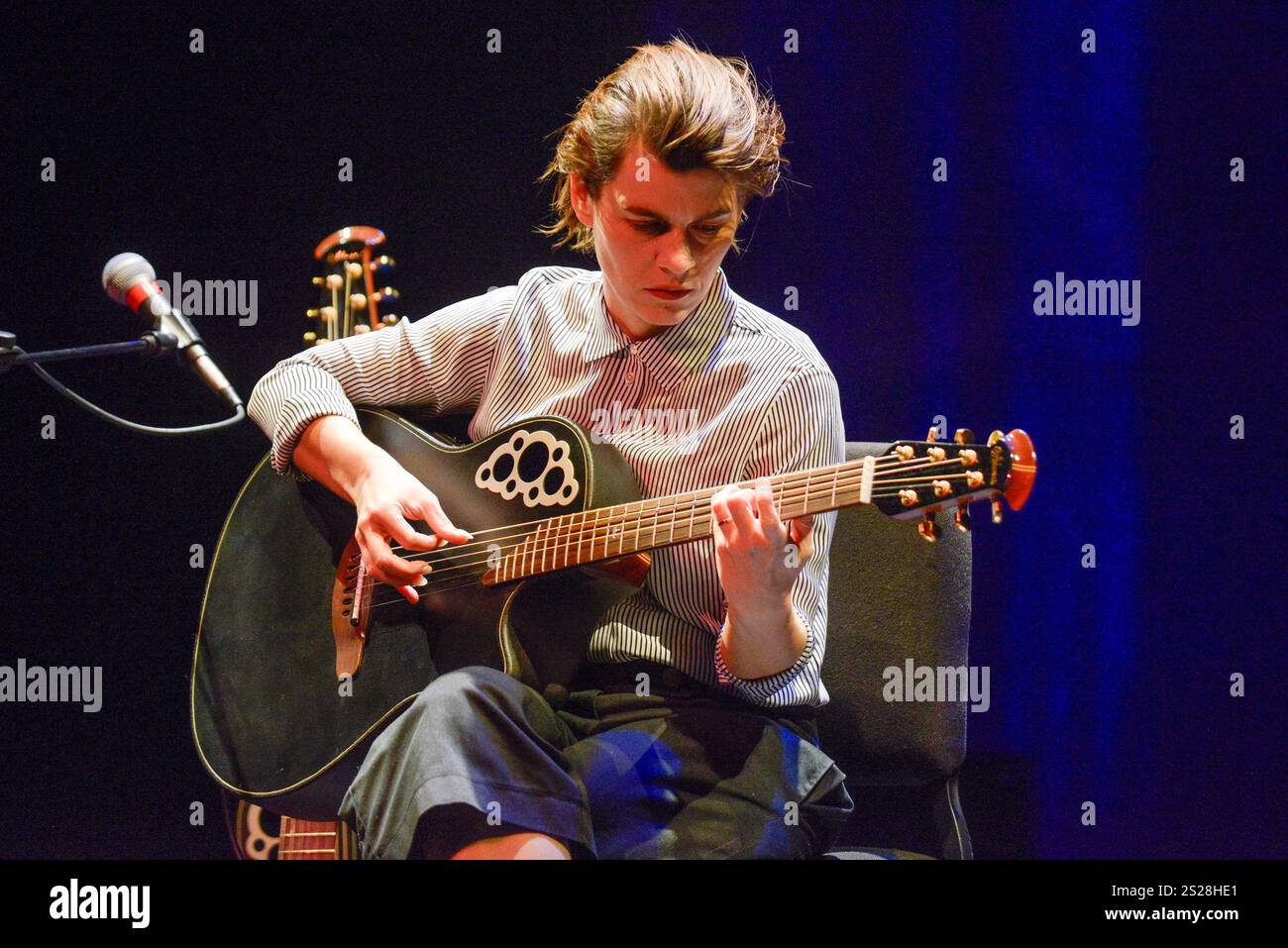 Kaki King performs on stage at Winningstad Theater in Portland, Oregon ...