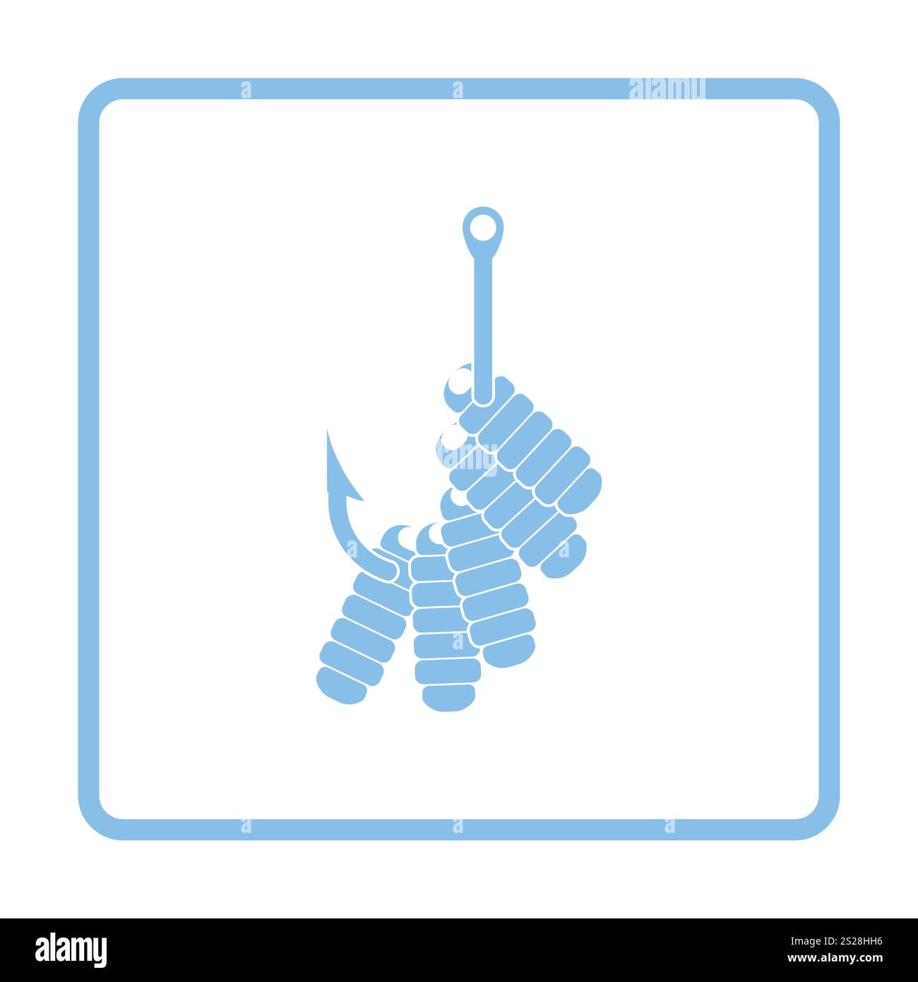 Icon of worm on hook. Blue frame design. Vector illustration Stock ...