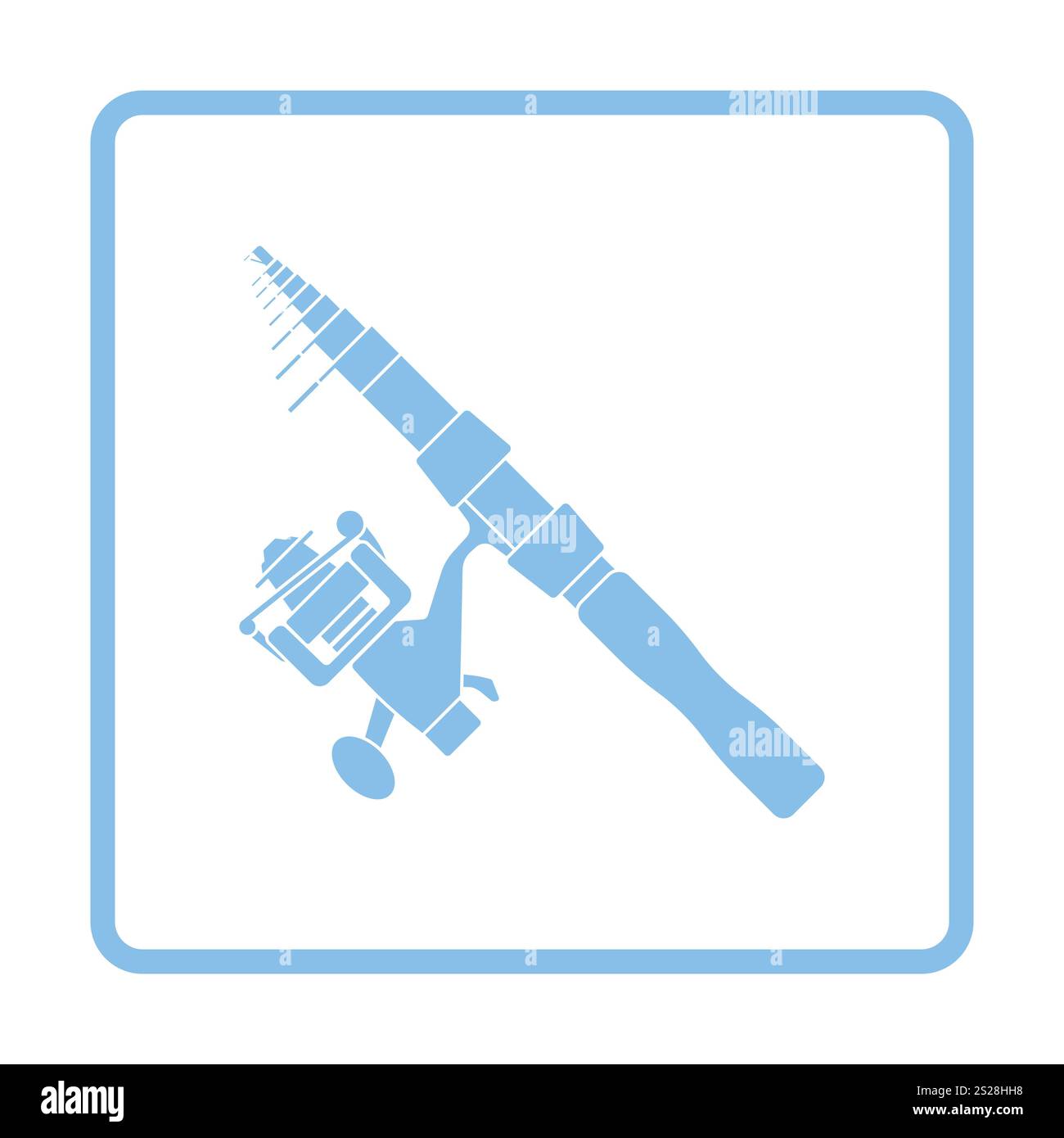 Icon of curved fishing tackle. Blue frame design. Vector illustration ...