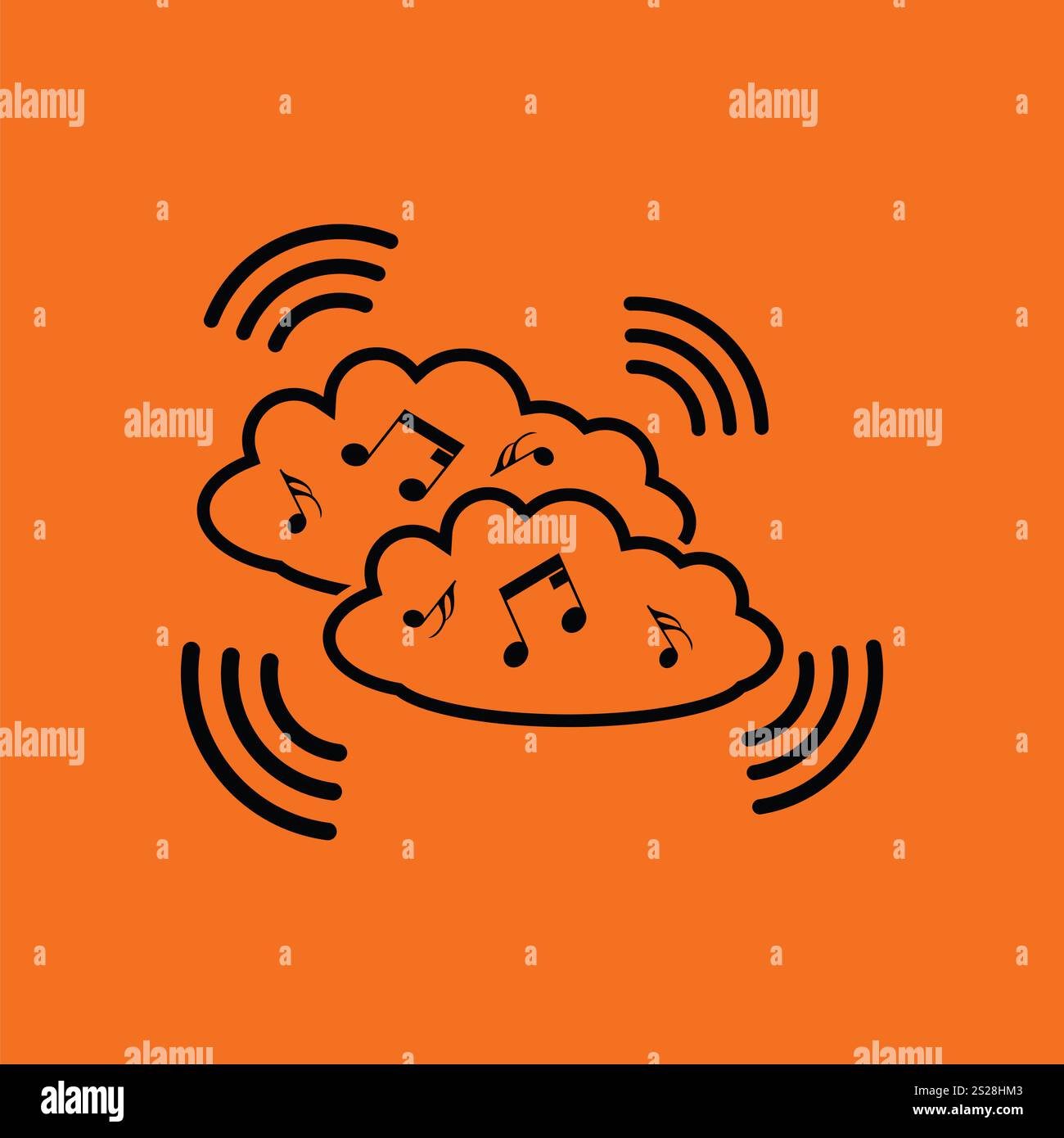 Music cloud icon. Orange background with black. Vector illustration ...