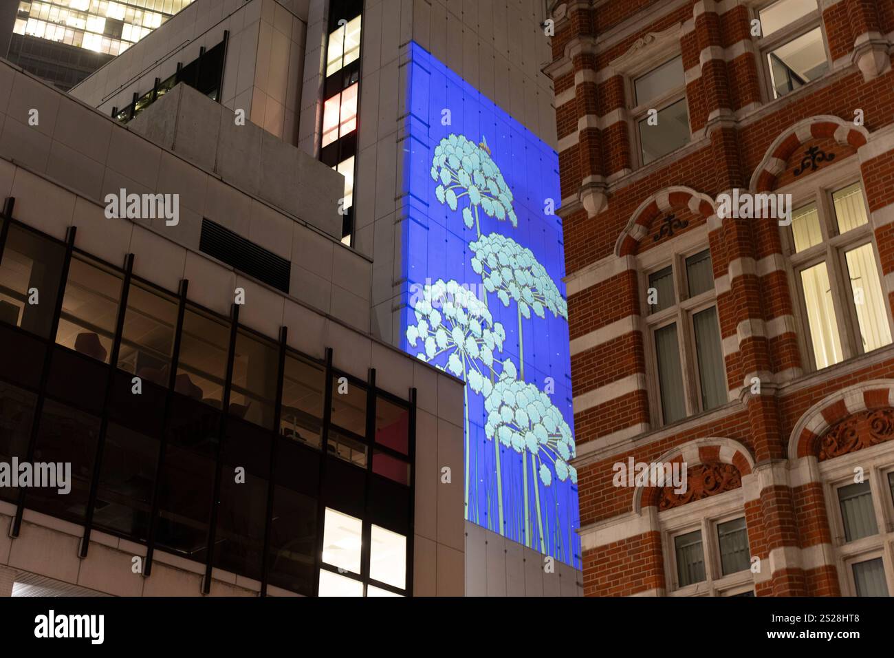Projection art on building on Old Broad Street, city of london Stock ...