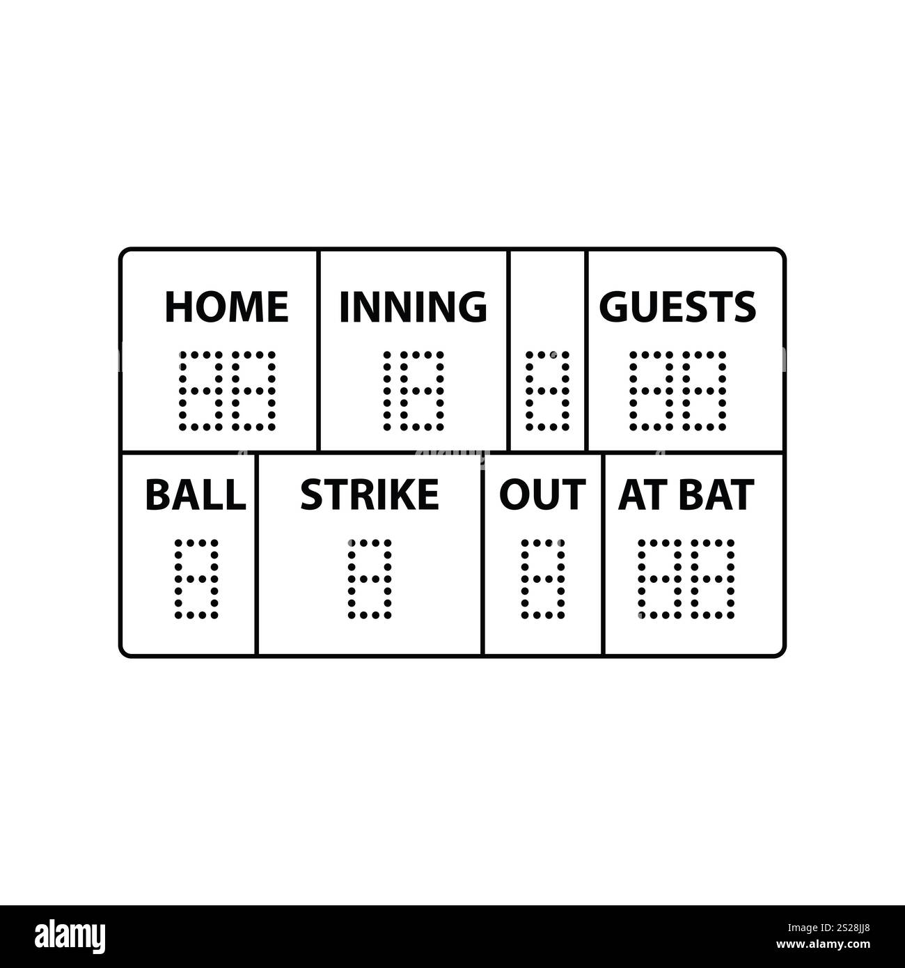 Baseball scoreboard icon. Thin line design. Vector illustration Stock ...