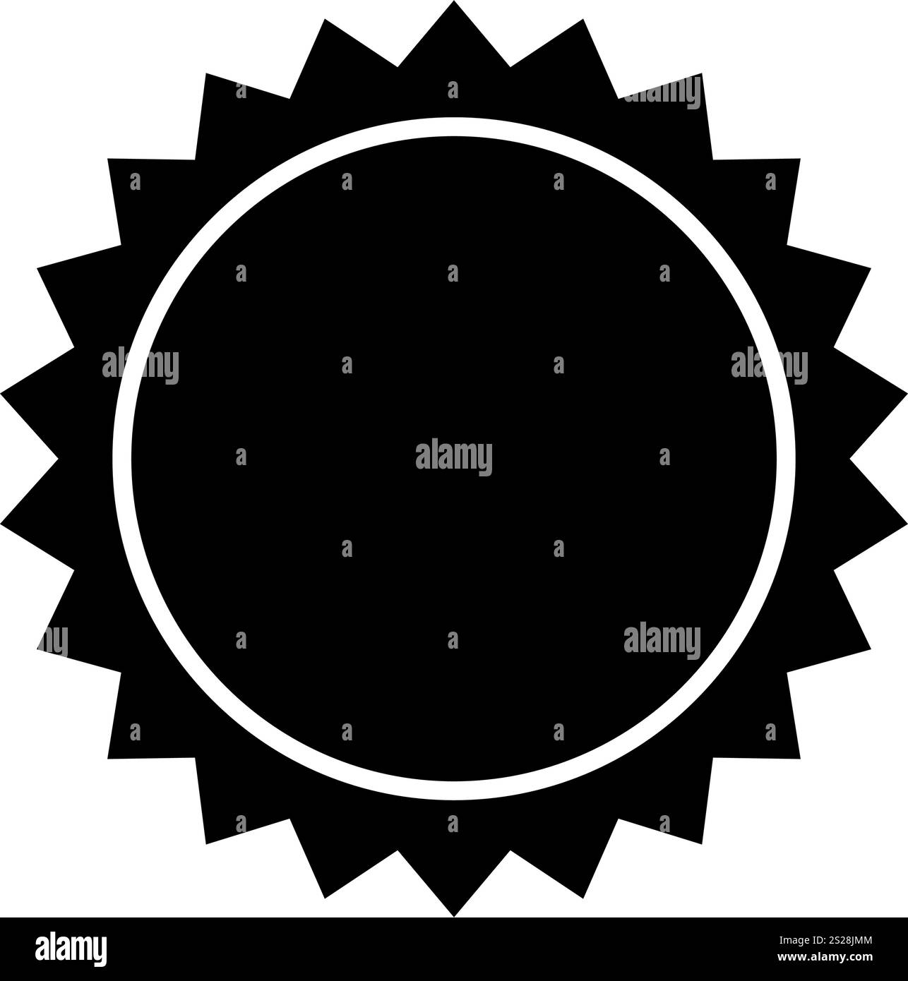 Sun icon. Sunburst, sunlight, sunshine silhouette. Circular badge ...
