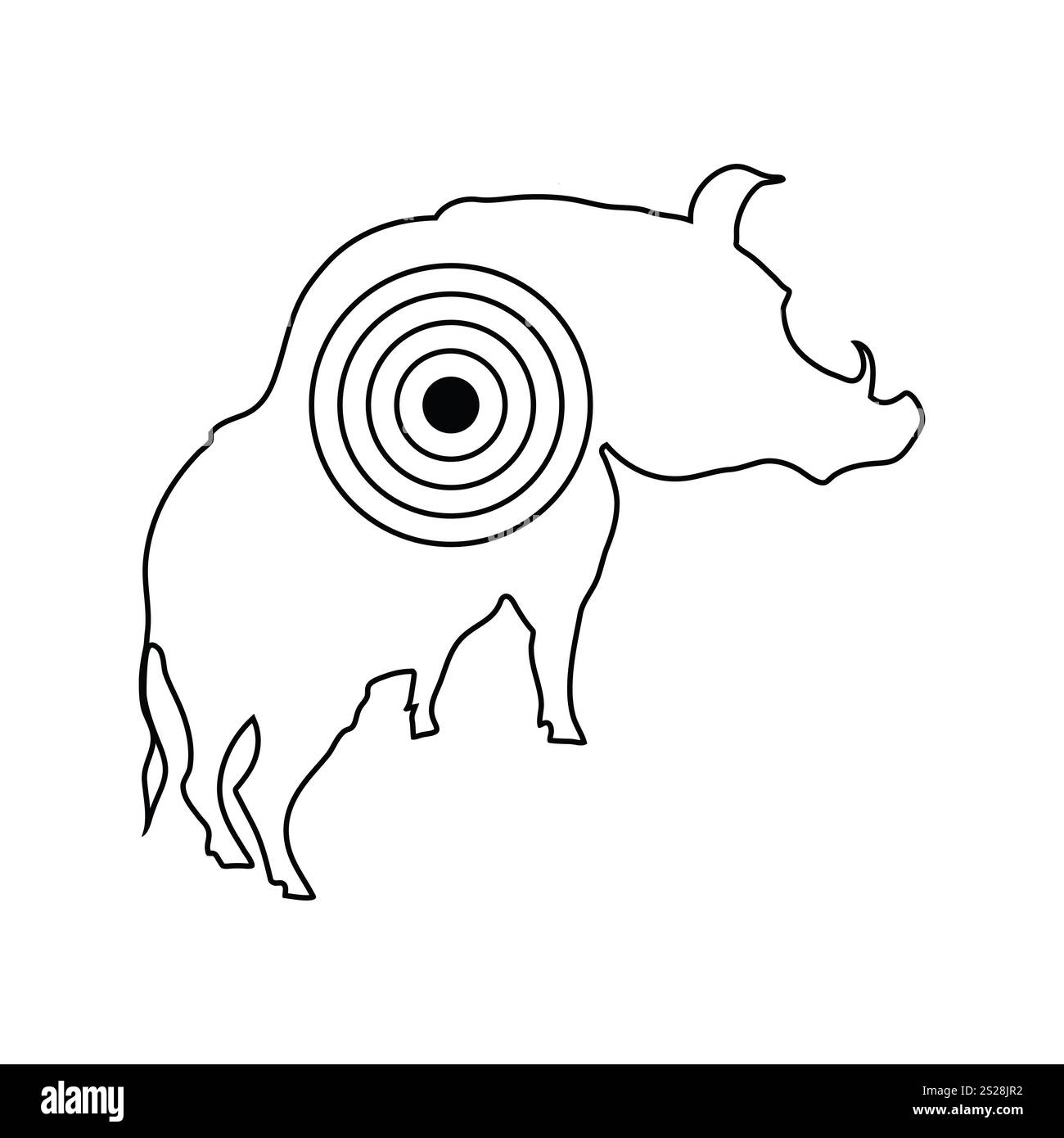Icon of boar silhouette with target . Thin line design. Vector ...