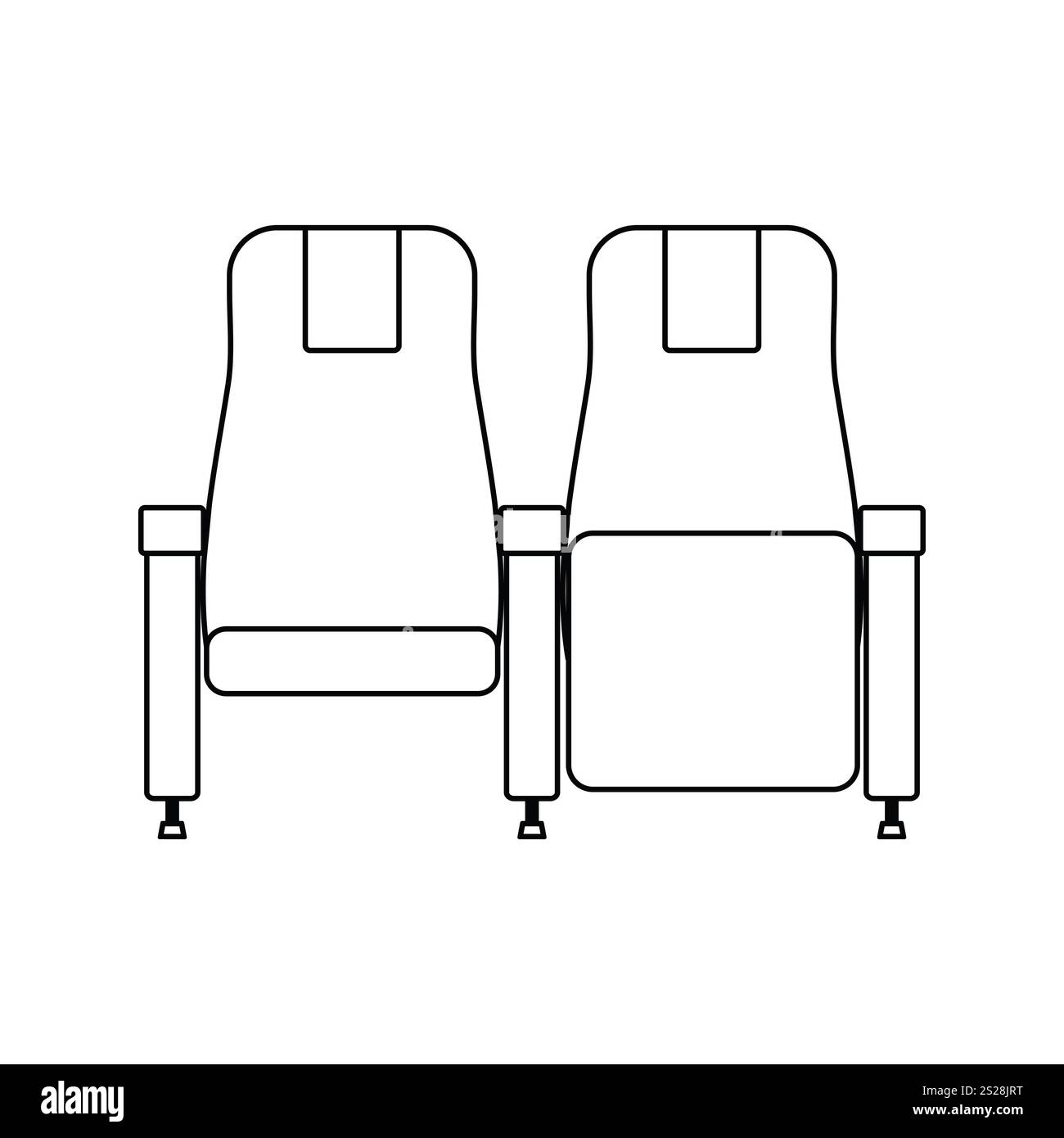 Cinema seats icon. Thin line design. Vector illustration Stock Photo ...