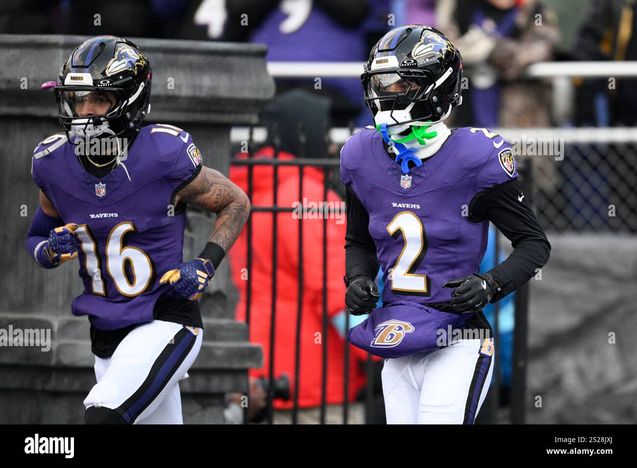 Baltimore Ravens cornerback Nate Wiggins (2) and wide receiver Tylan ...