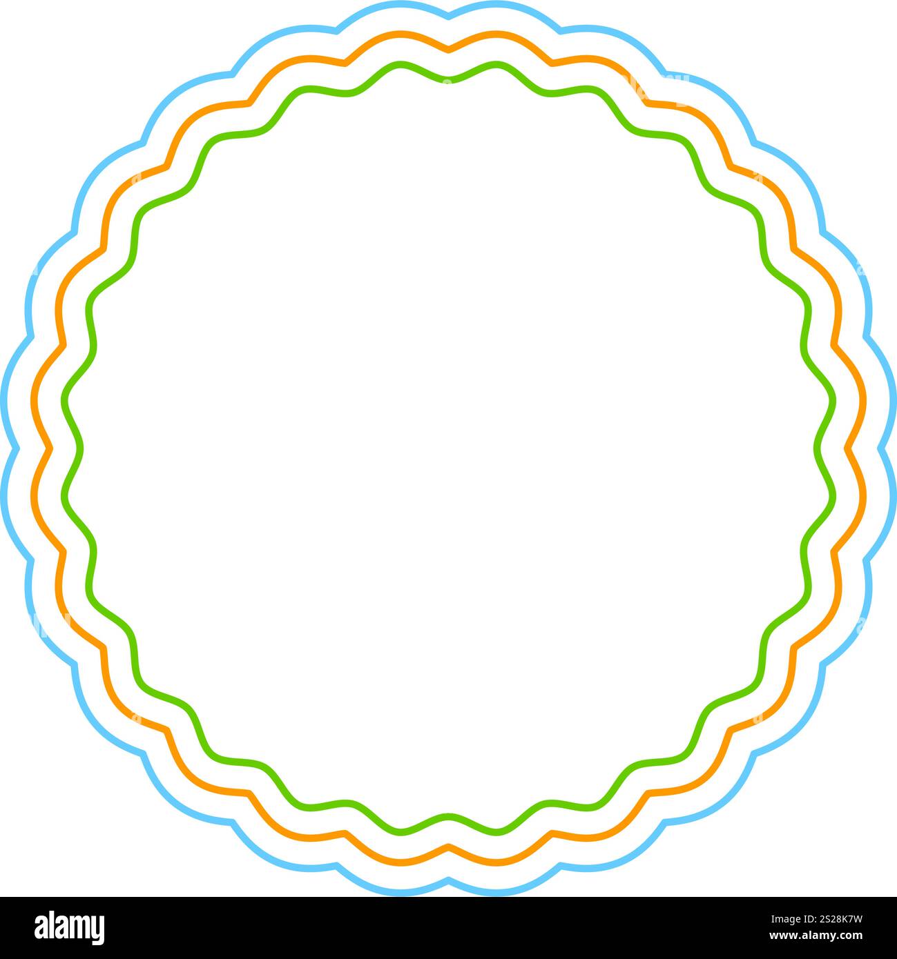 Round frame with wavy edges. Circle shape with wiggly borders. Blank ...
