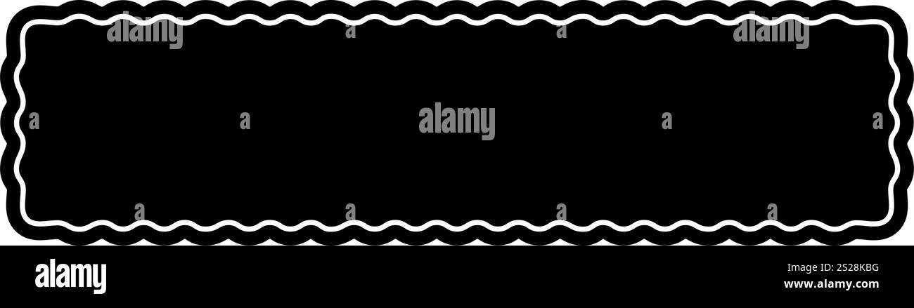 Rectangle shape with wavy edges. Rectangular form with frilly borders. Empty text box, stamp ...