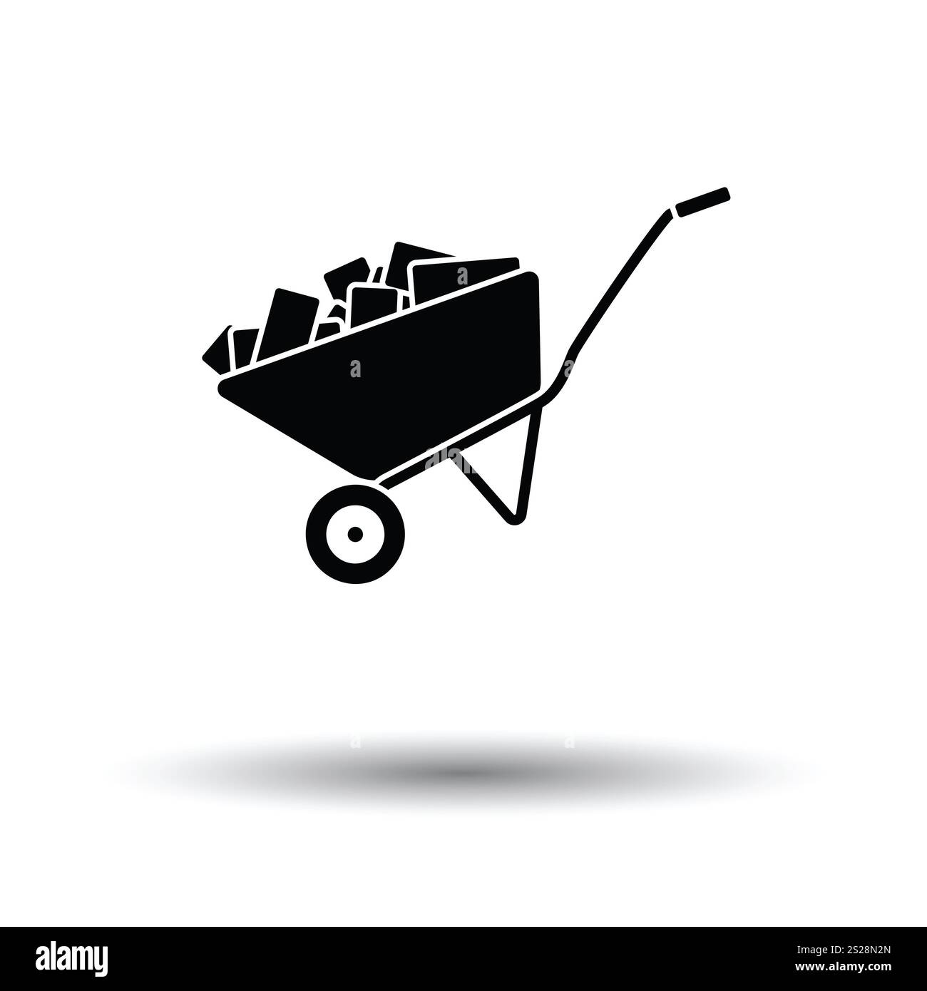 Icon of construction cart . White background with shadow design. Vector ...