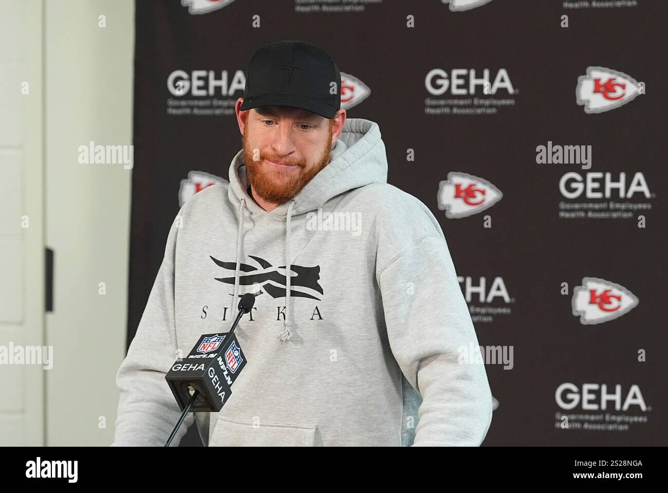 Kansas City Chiefs quarterback Carson Wentz (11) during a news ...