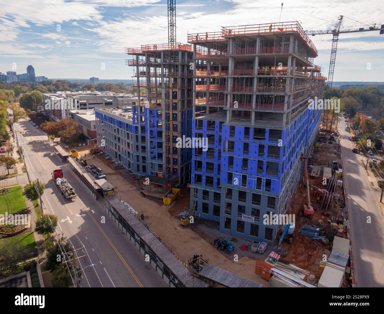 Day Time Drone Images of High Rise Building Under Construction in ...