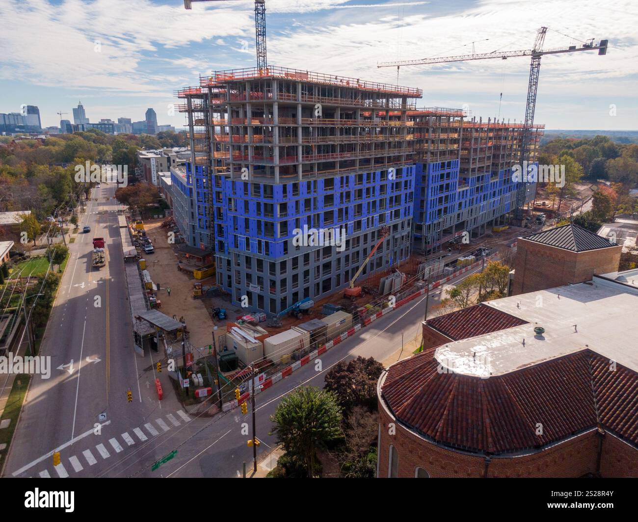Day Time Drone Images of High Rise Building Under Construction in ...
