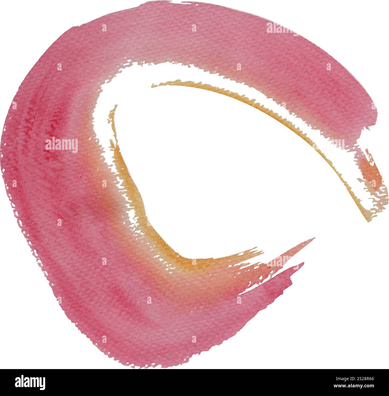 Watercolor brush stroke and spray and letter M on white paper ...