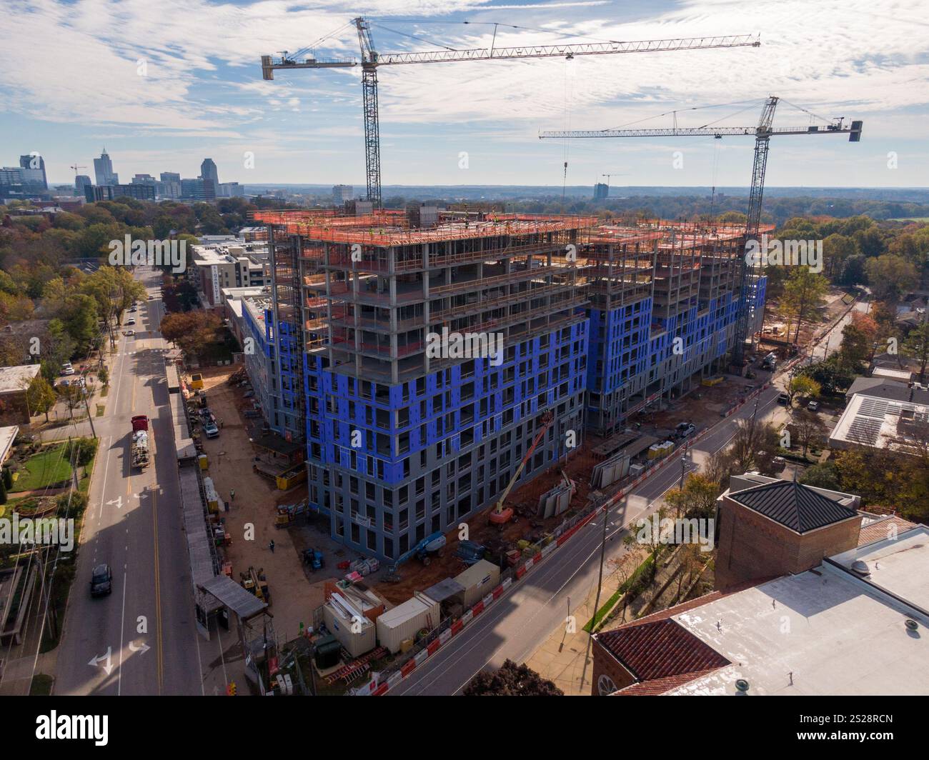Day Time Drone Images of High Rise Building Under Construction in ...