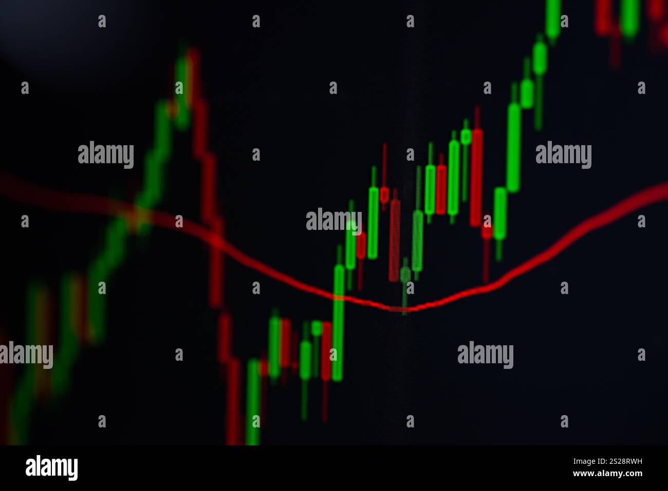 Close-up LED charts and summary info for making stock trading graph ...