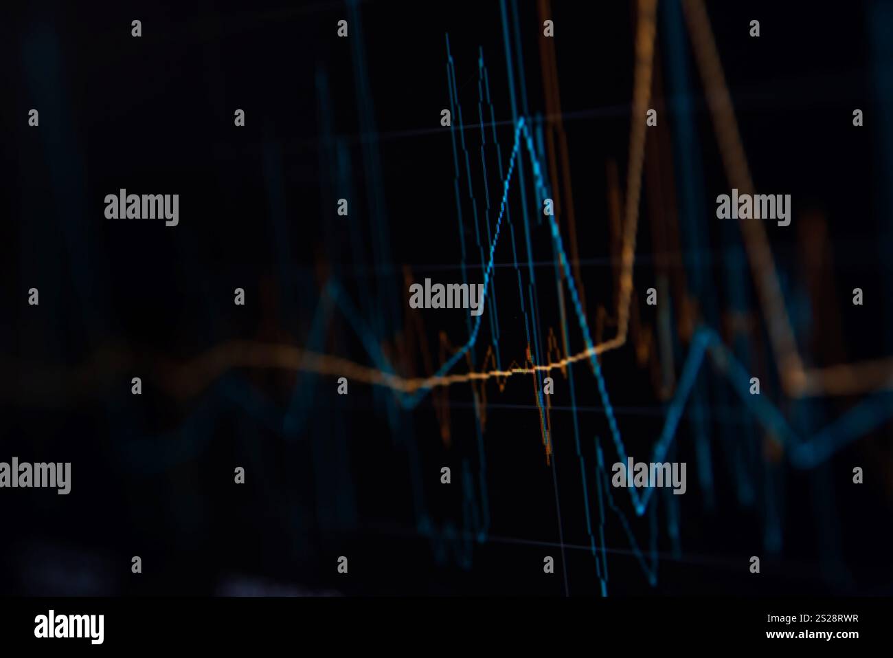 Close-up LED charts and summary info for making stock trading graph ...
