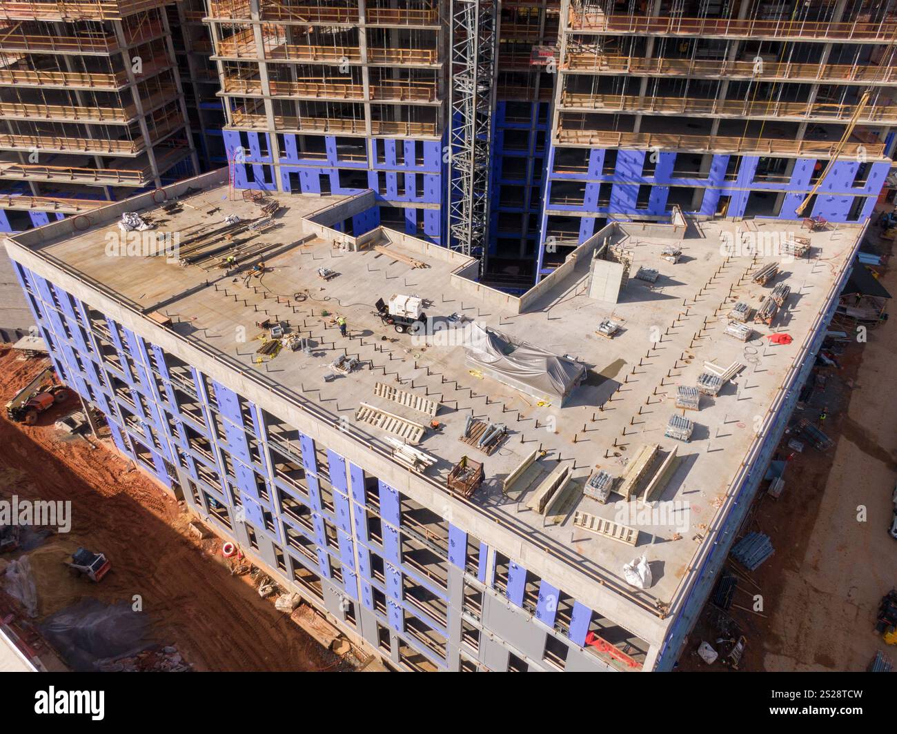 Day Time Drone Images of High Rise Building Under Construction in ...