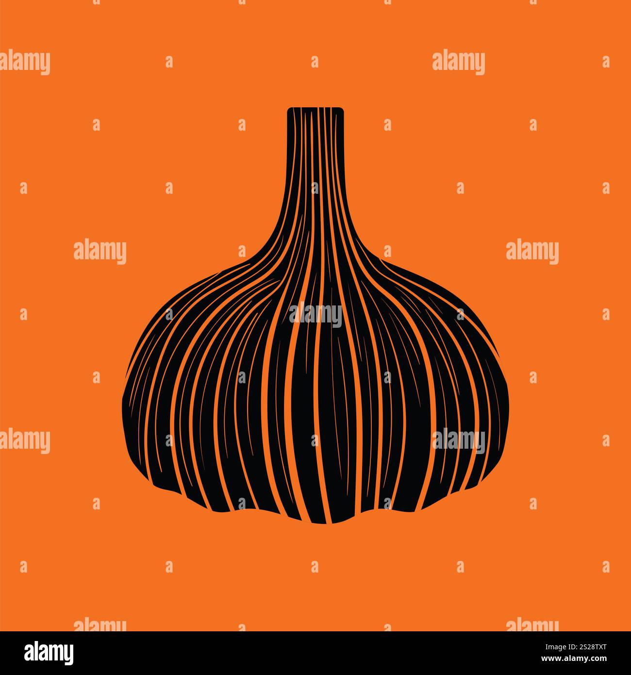 Garlic icon. Orange background with black. Vector illustration Stock ...