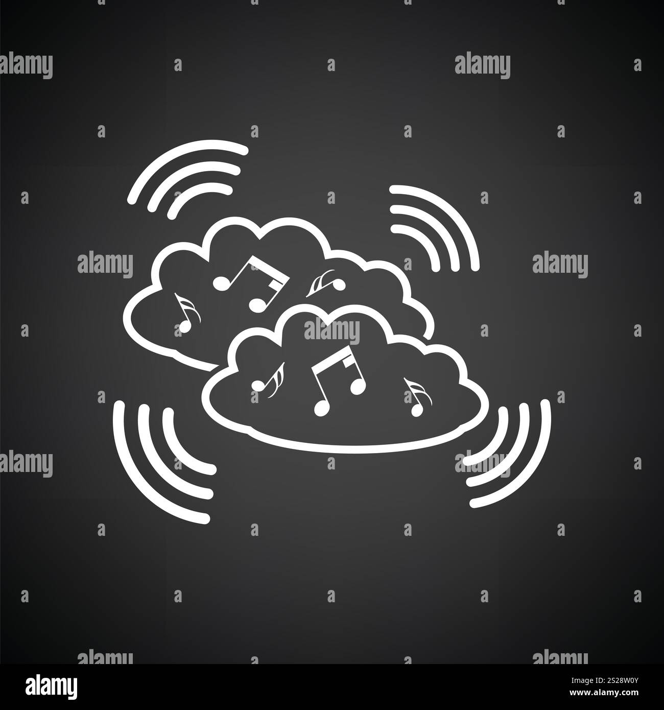 Music cloud icon. Black background with white. Vector illustration ...