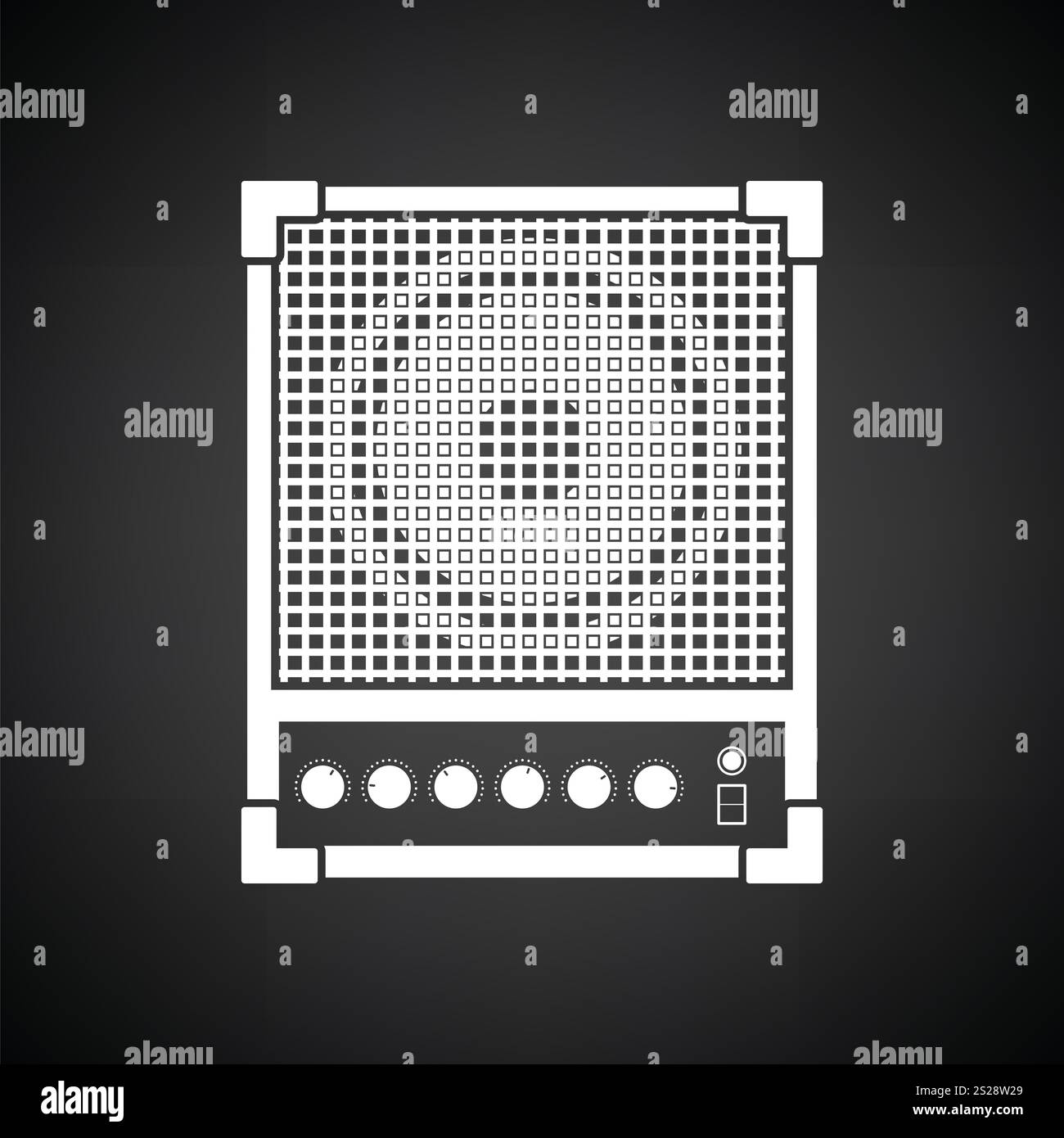 Audio monitor icon. Black background with white. Vector illustration ...
